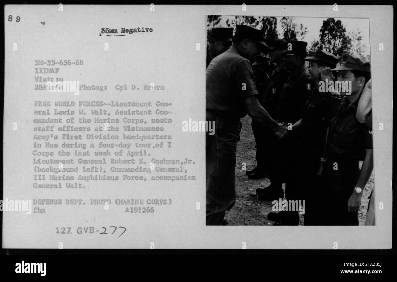 Lt Gen Lewis W. Walt meets Vietnamese Army First Division staff ...