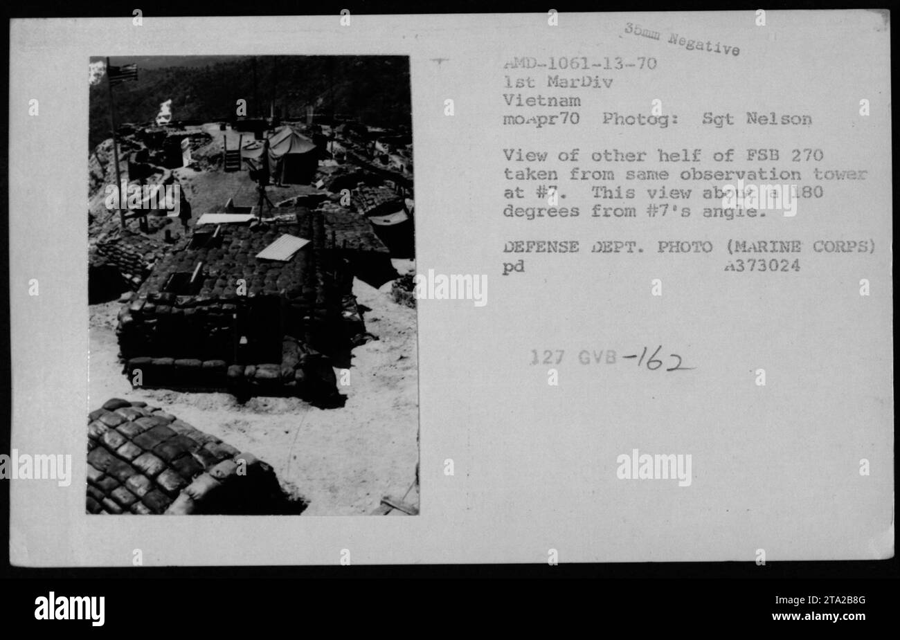 View of FSB 270 combat base in April 1970 from observation tower #7 ...