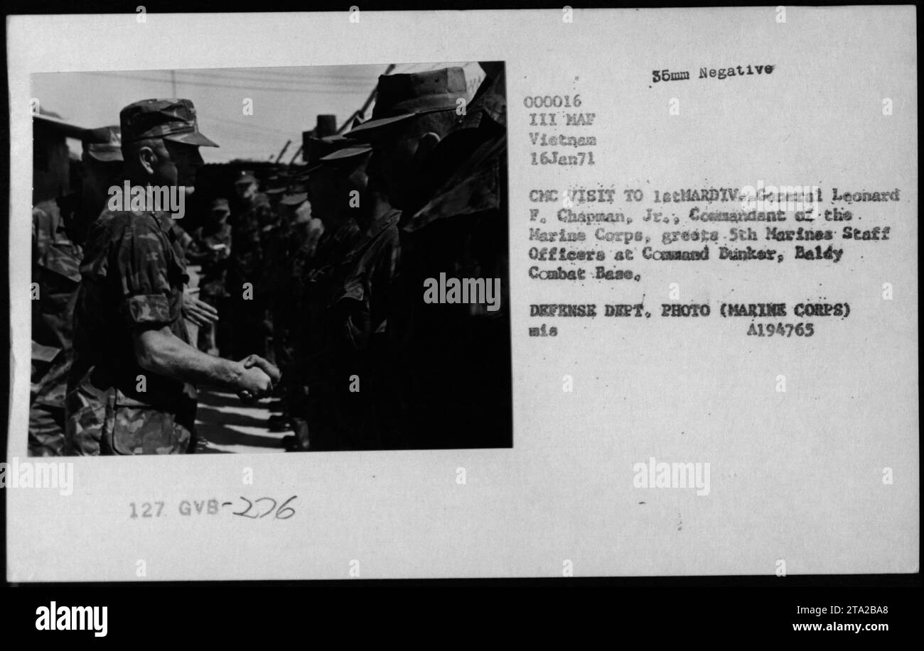 Gen. Leonard F. Chapman Jr., Commandant of the Marine Corps, visits the ...