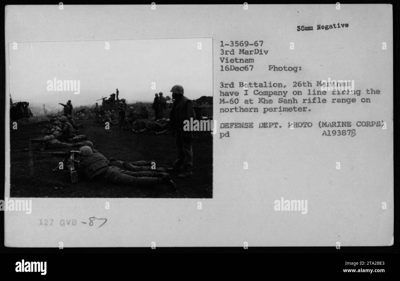 US Marine soldiers from 3rd Battalion, 26th Marines fire M-60 machine ...