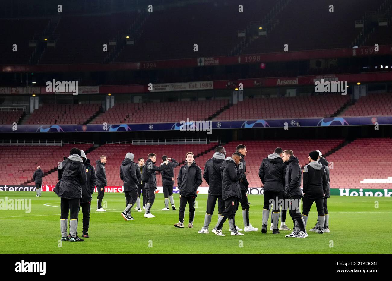 The RC Lens players during a stadium walk around at the Emirates ...