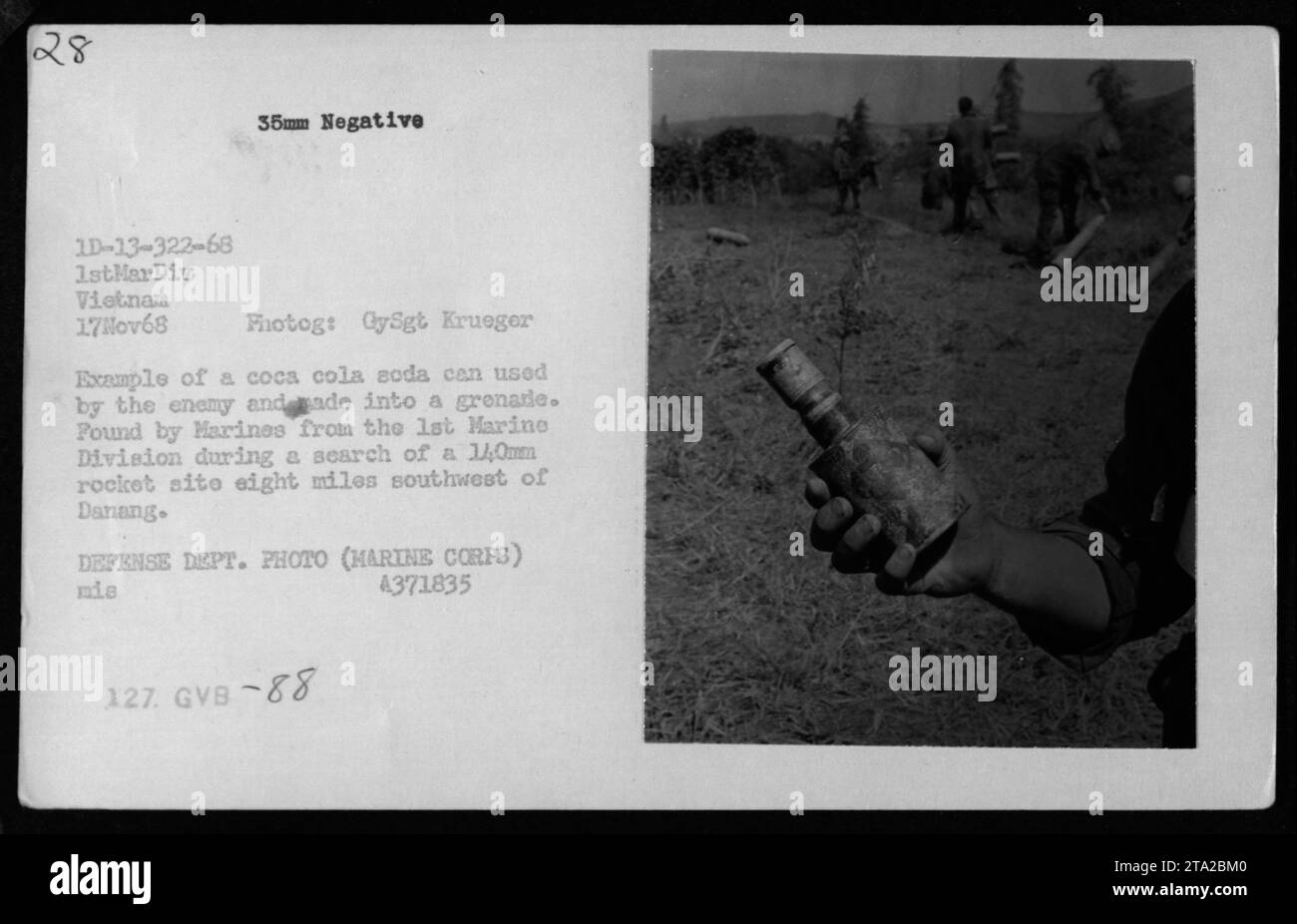 Marines from the 1st Marine Division display an improvised explosive ...