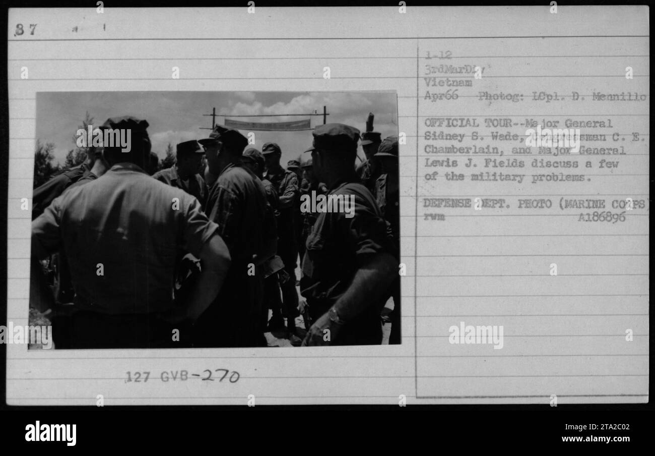 Major General Sidney S. Wade, Congressman C. E. Chamberlain, and Major ...