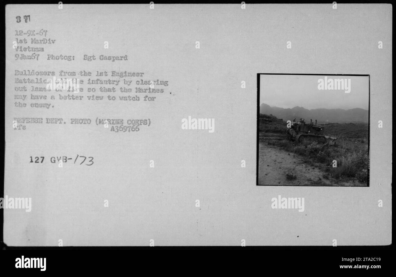 Bulldozers from the 1st Engineer Battalion in the 1st Marine Division ...
