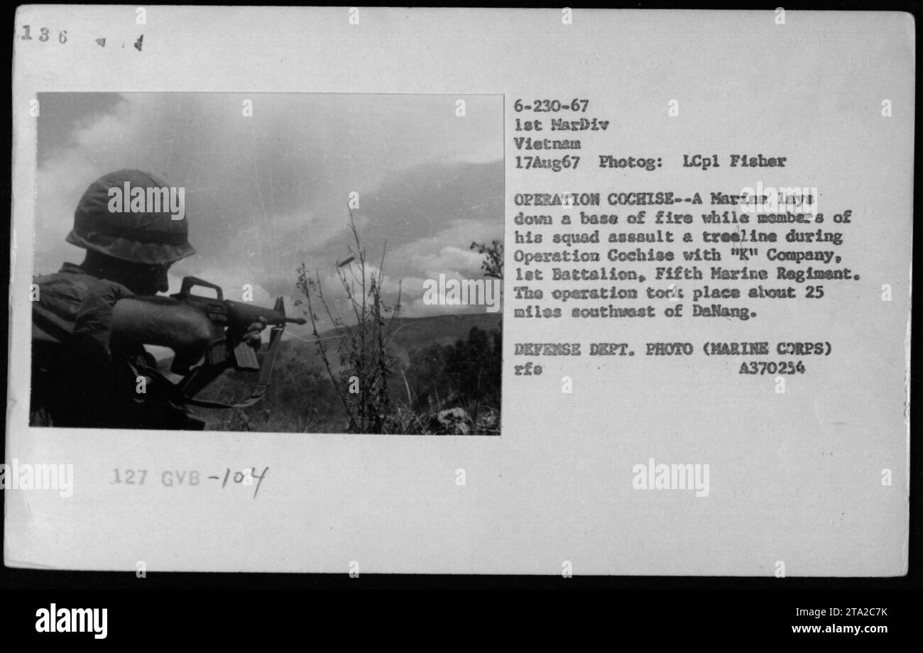 Marine engages in combat during Operation Cochise with "K" Company, 1st ...