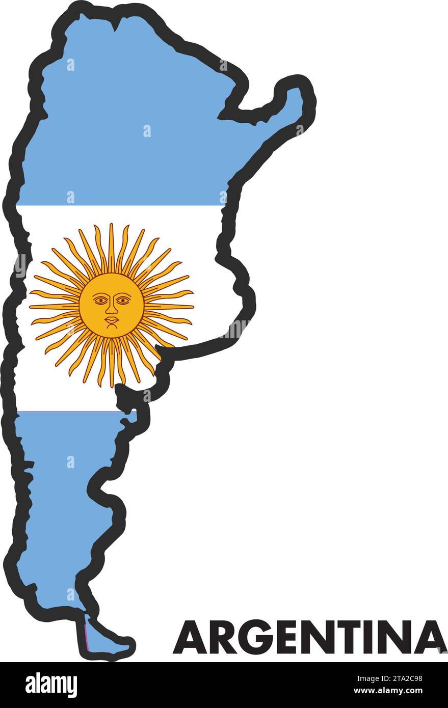 Isolated map of Argentina with its flag Vector illustration Stock ...