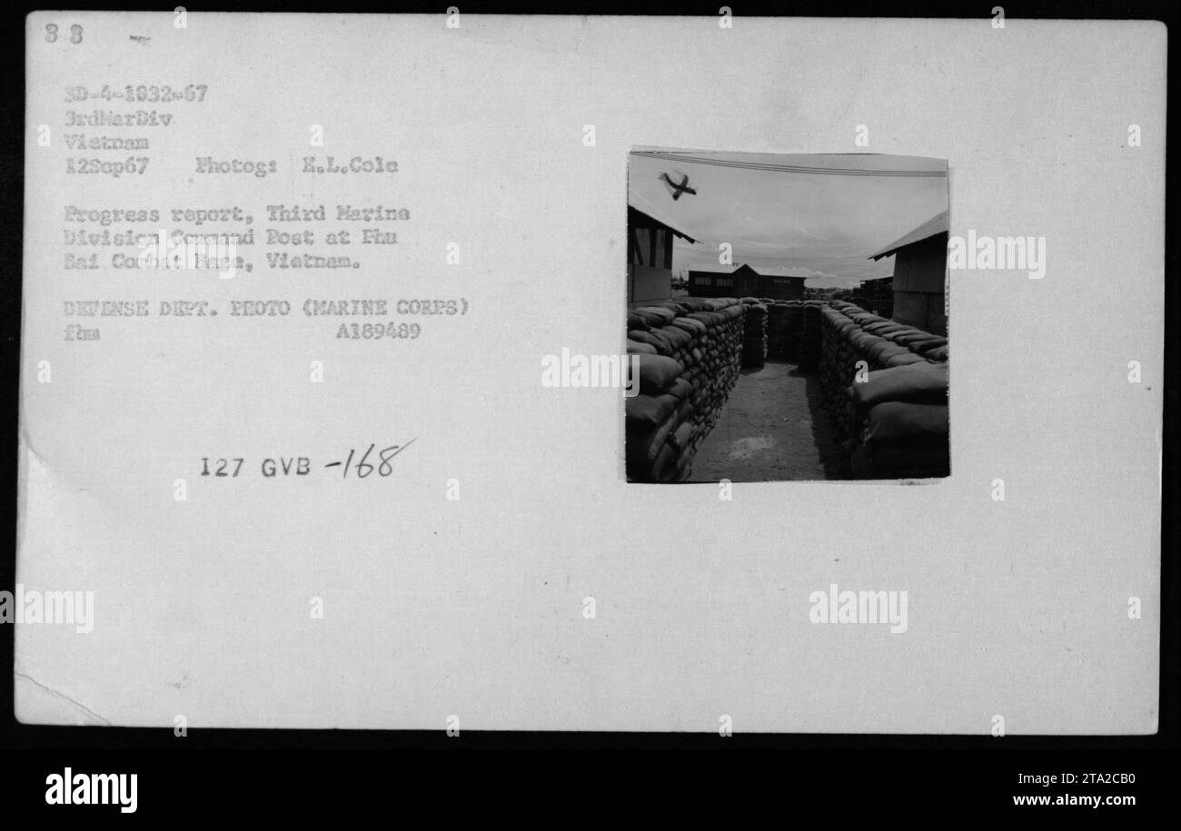 Photograph shows a progress report being presented at the Third Marine ...