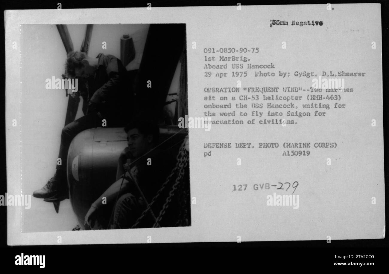 Marines prepare for the Operation Frequent Wind evacuation of civilians ...