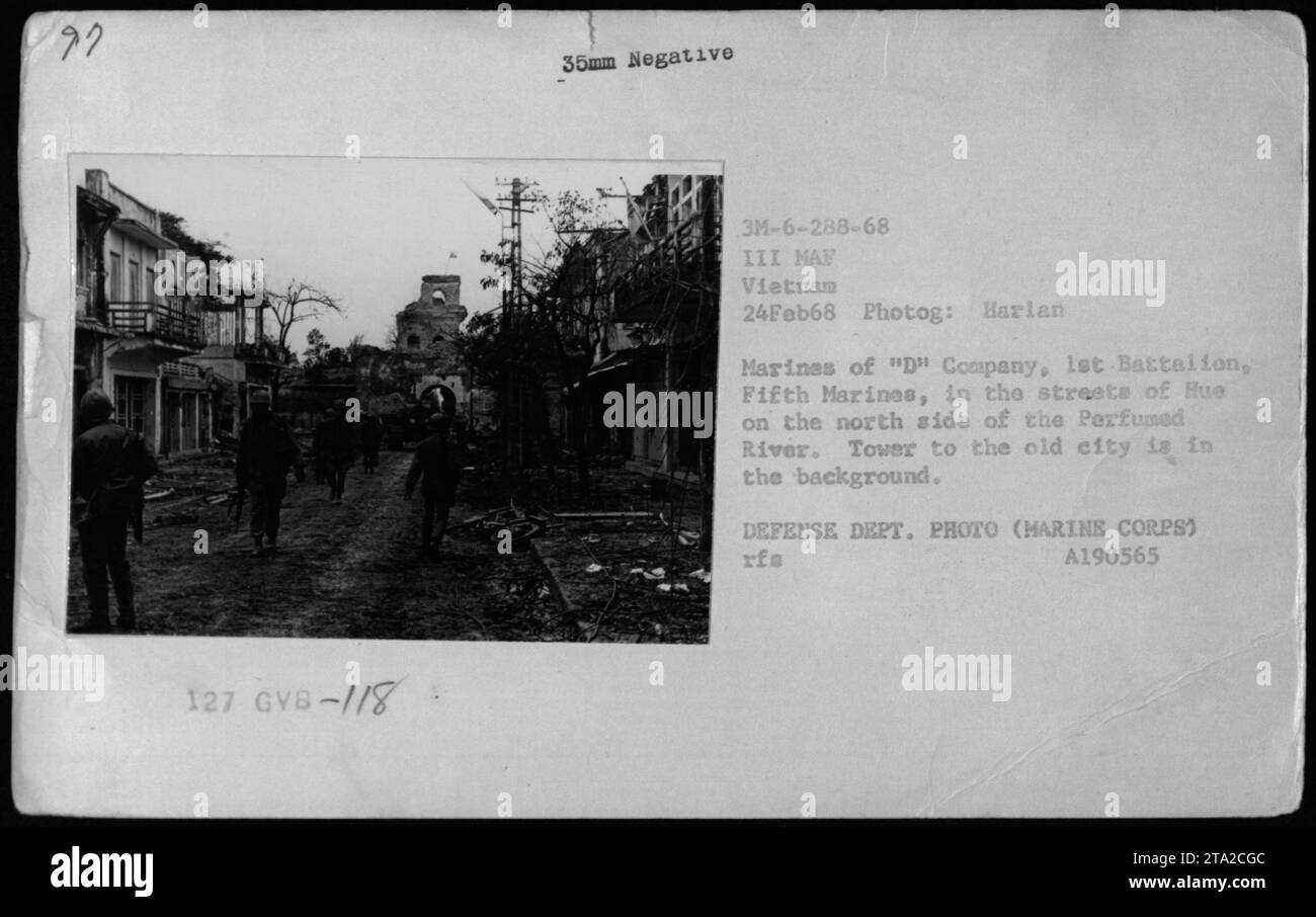 Marines from "D" Company, 1st Battalion, Fifth Marines in the streets ...