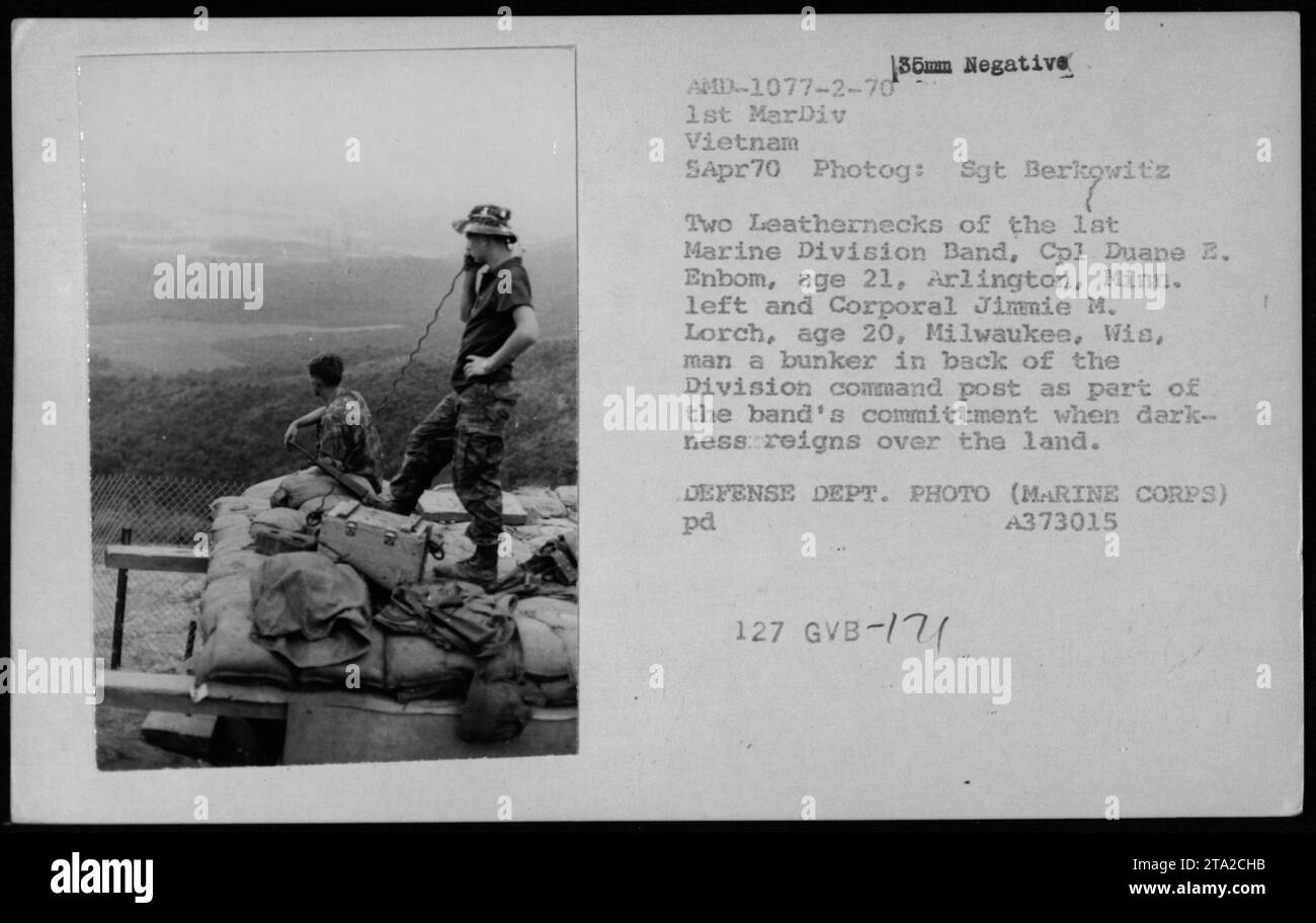 Cpl Duane E. Enbom and Cpl Jimmie M. Lorch of the 1st Marine Division ...