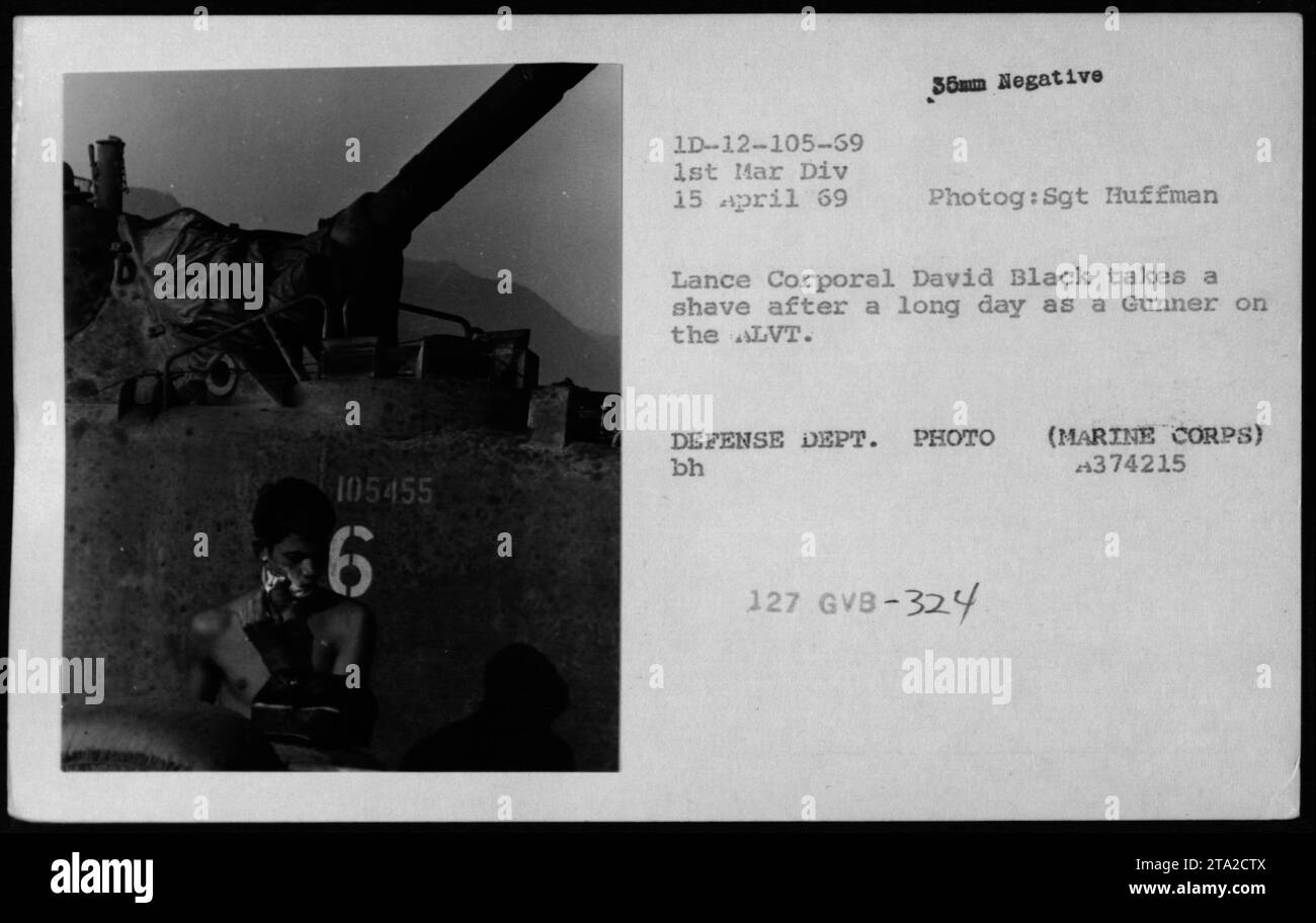 On April 15, 1969, Lance Corporal David Black shaves after duty as a ...