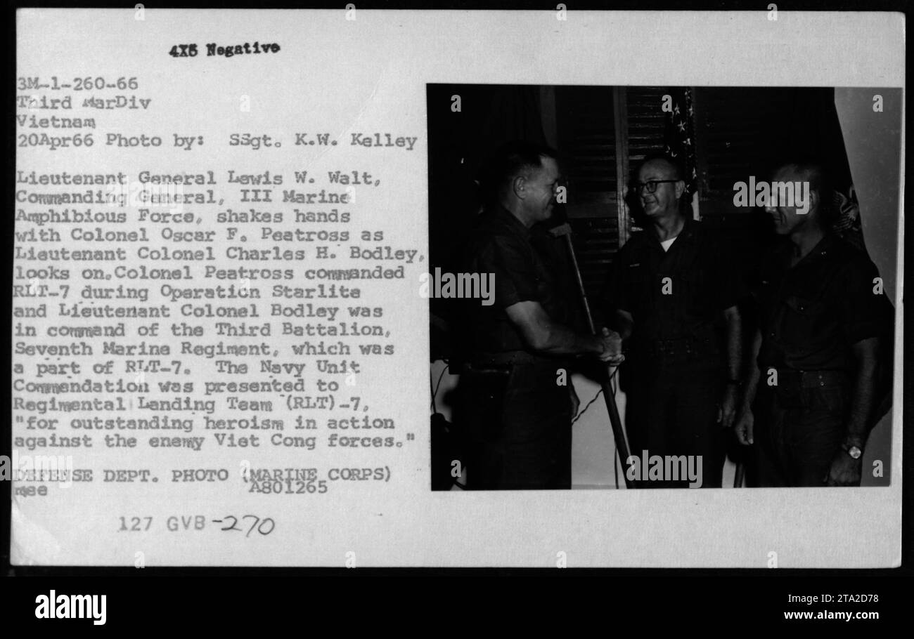 Lieutenant General Lewis W. Walt, Commanding General of III Marine ...