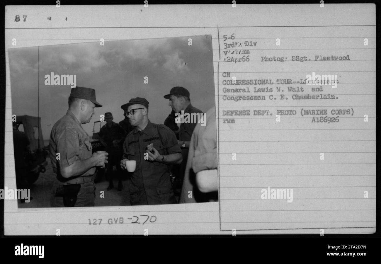 Lieutenant General Lewis W. Walt and Congressman C. E. Chamberlain tour ...