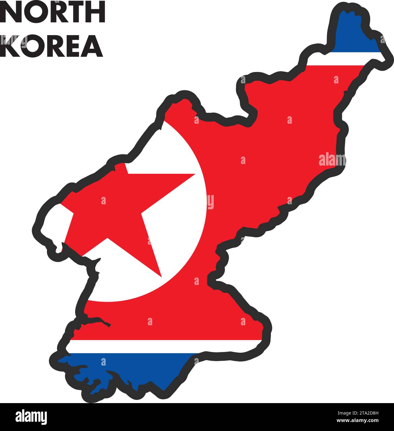 Isolated map of North Korea with its flag Vector illustration Stock ...