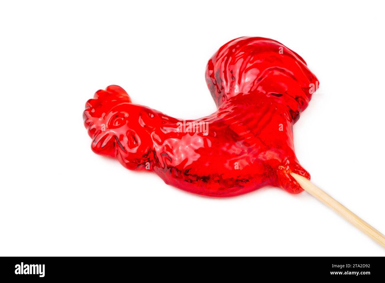 Rooster shape lollipop isolated on white background - rooster candy ...