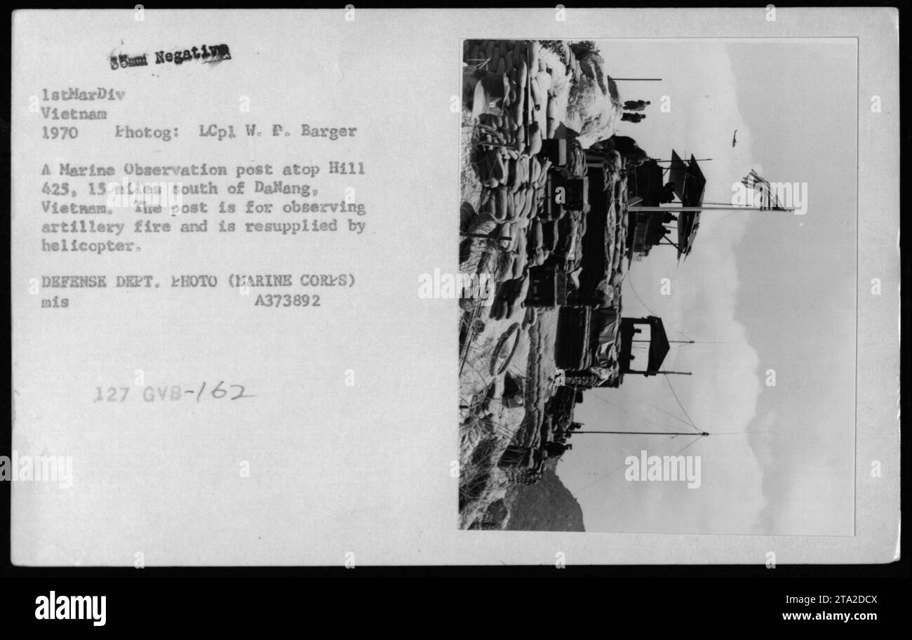 Marine Observation post on Hill 425, 15 miles south of Dalang, Vietnam ...