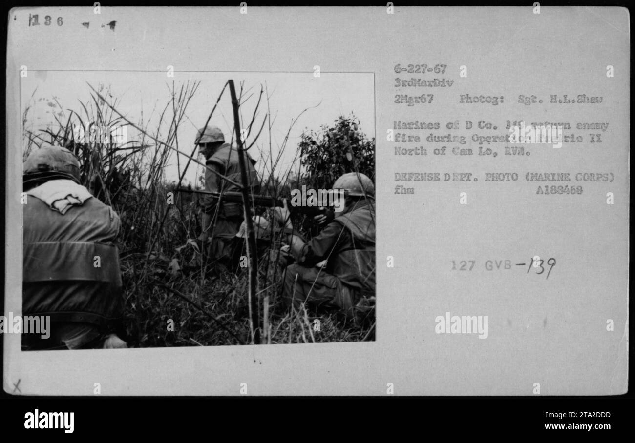 Marines from D Co. 3/9 engage in combat during Operation Prairie II on ...