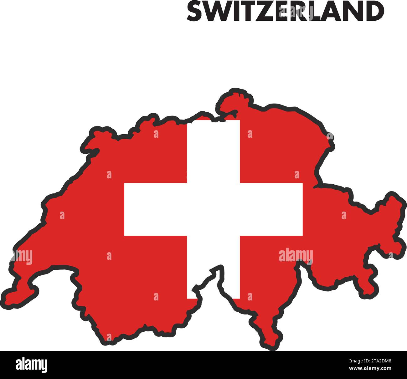 Isolated map of Switzerland with its flag Vector illustration Stock ...