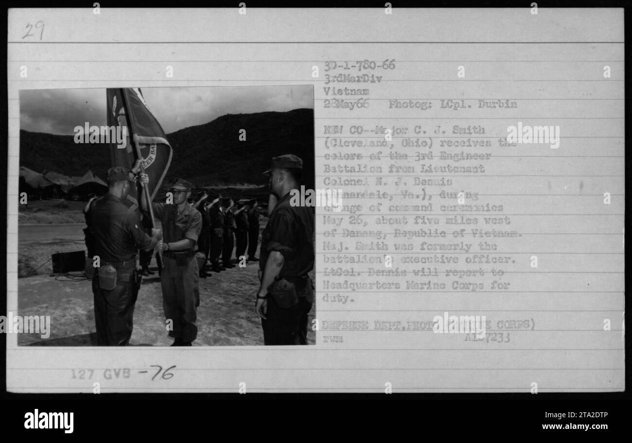 On May 28, 1966, Major C.J. Smith received the colors of the 3rd ...