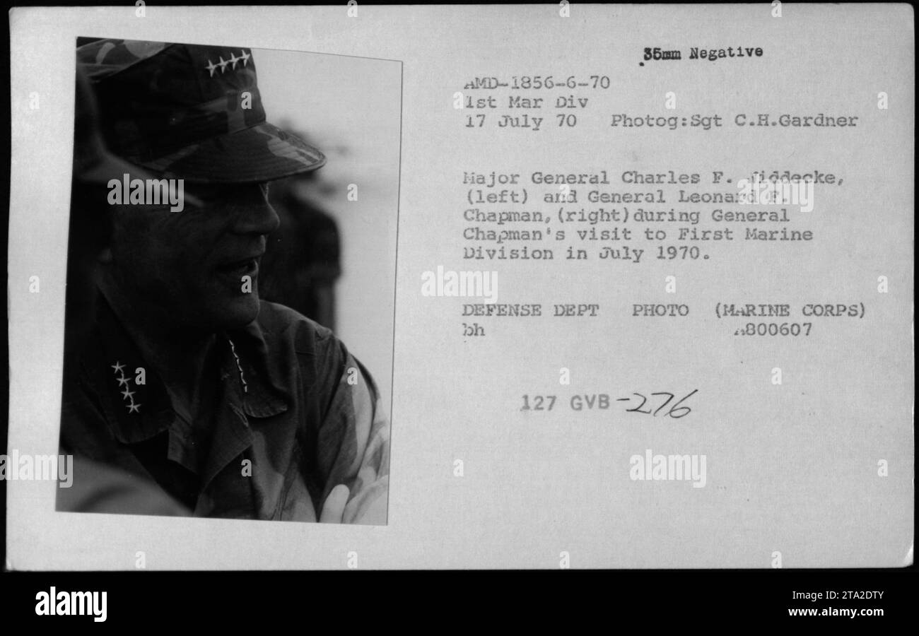 Major General Charles F. Widdecke (left) and General Leonard F. Chapman ...