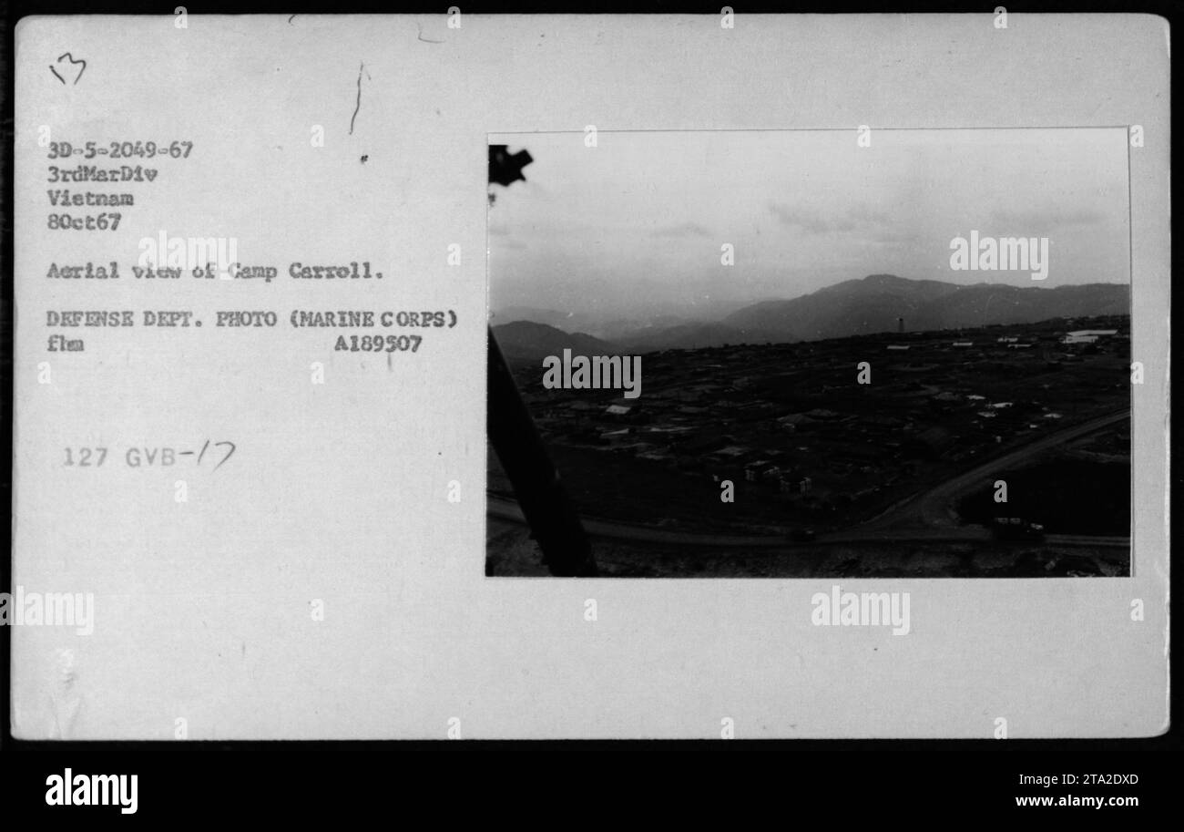 Aerial view of Camp Carroll, taken on October 8, 1967. The photograph ...