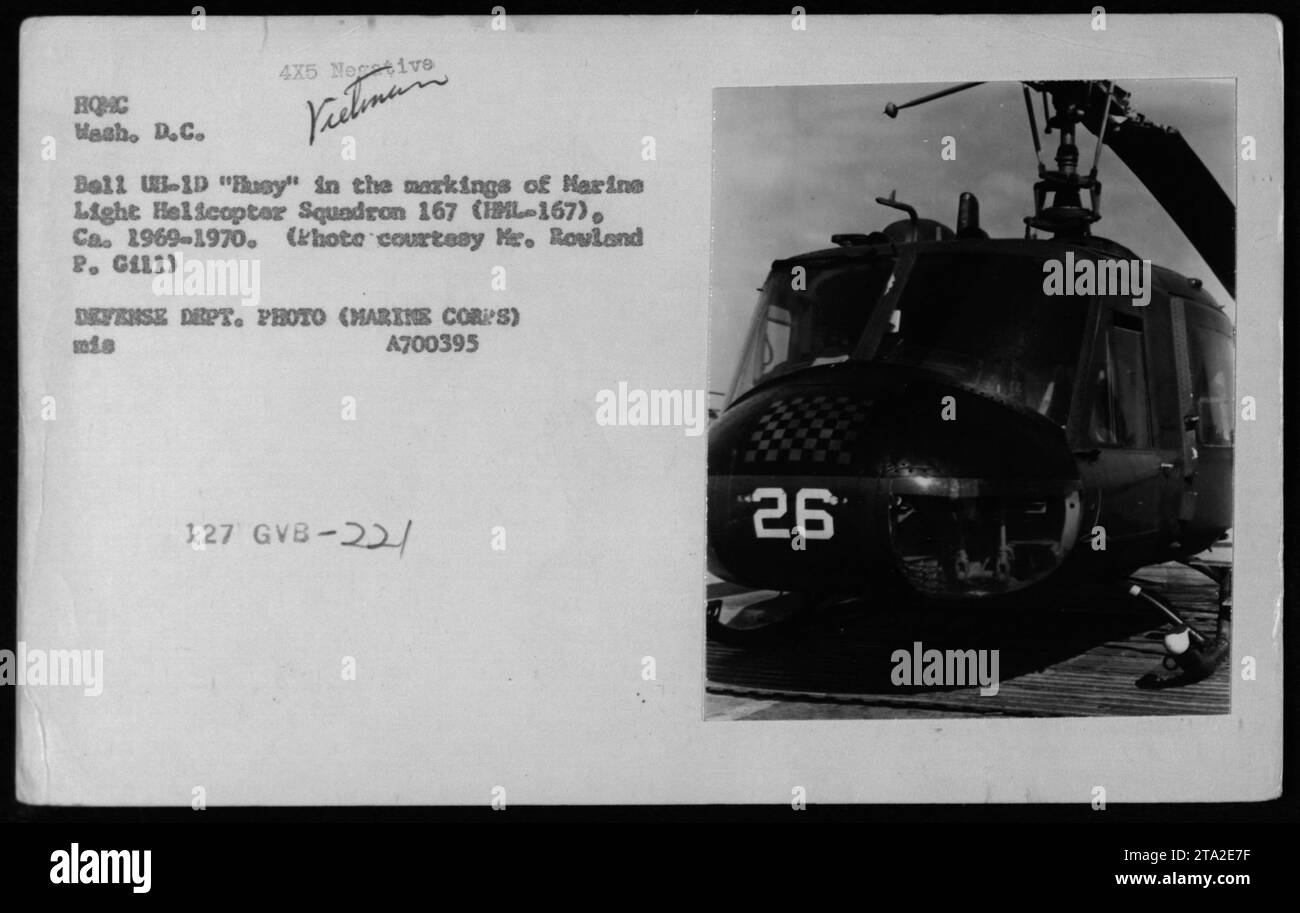 A UH-1 Marine Light Helicopter from Marine Light Helicopter Squadron ...