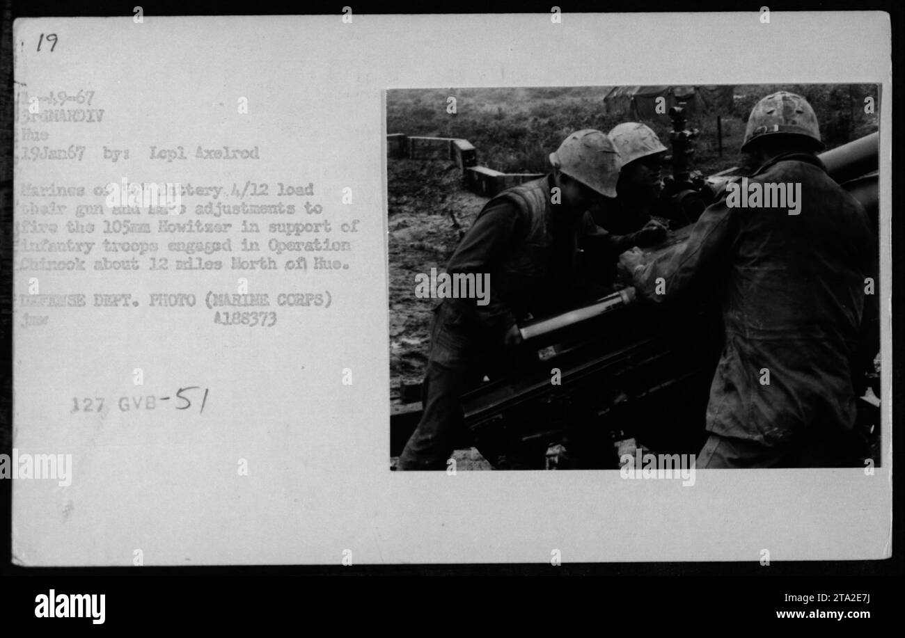 Marines from "C" Battery 4/12 loading and adjusting their 105mm ...