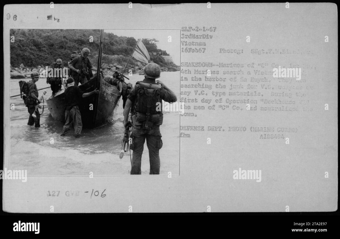 Marines from C Company, 4th Marines search a Vietnamese junk named Sor ...