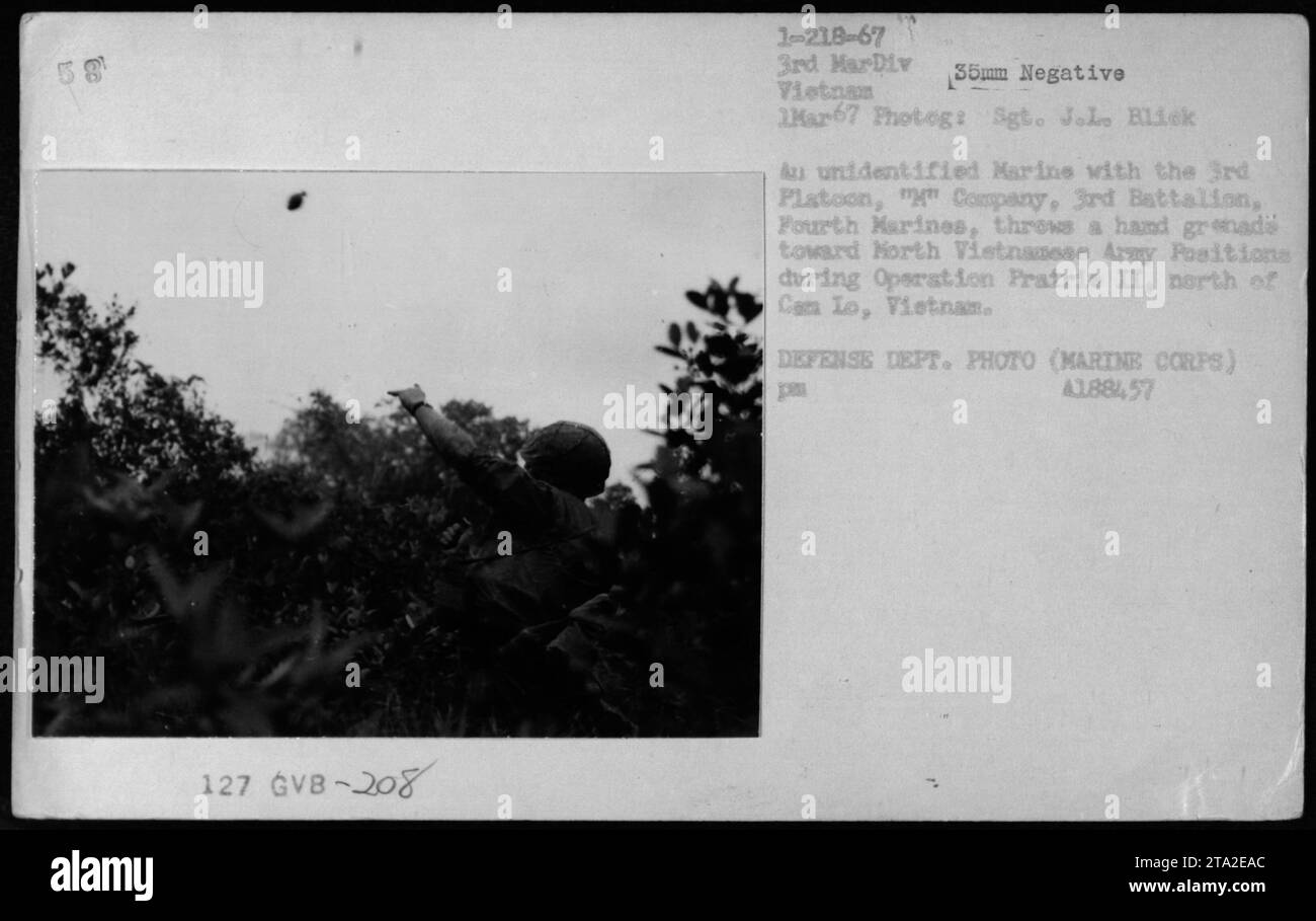 An unidentified Marine from 3rd Platoon, Company, 3rd Battalion, Fourth ...