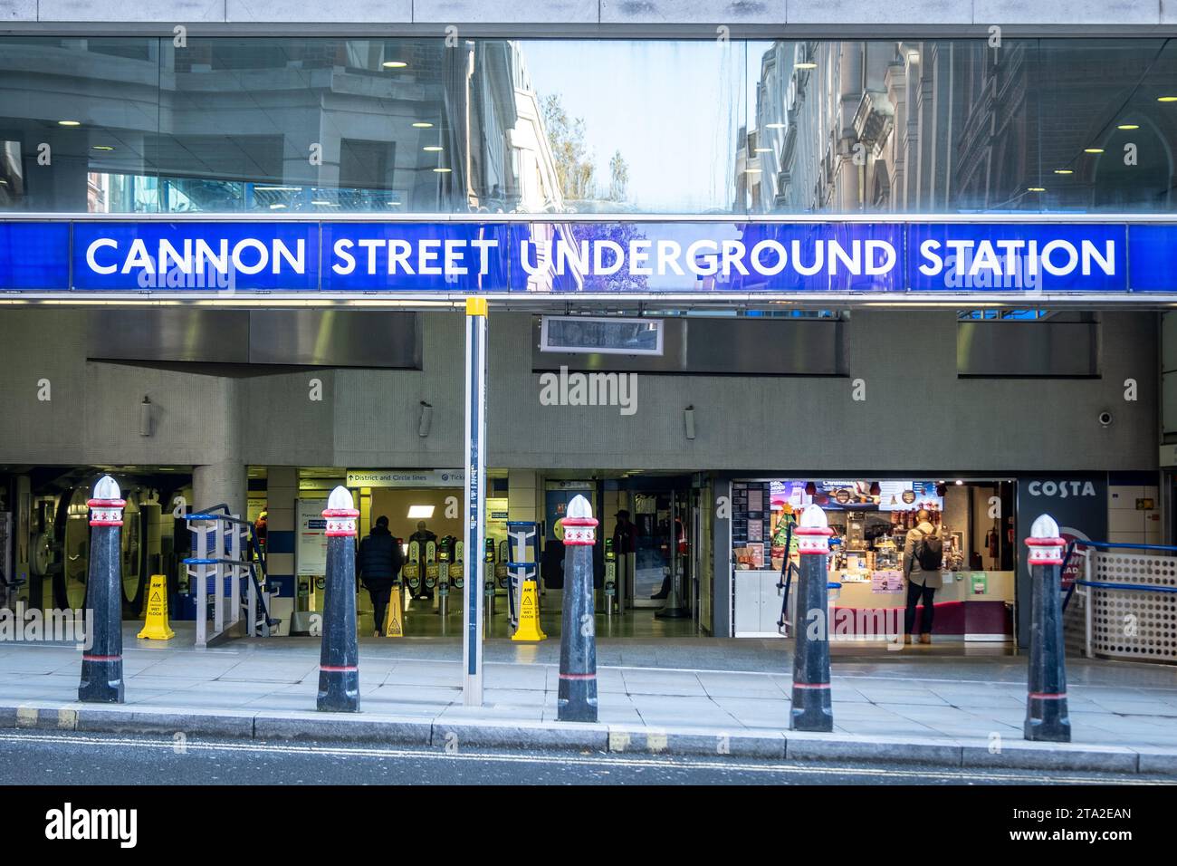LONDON, NOVEMBER 13, 2023: Cannon Street Underground station on Cannon ...