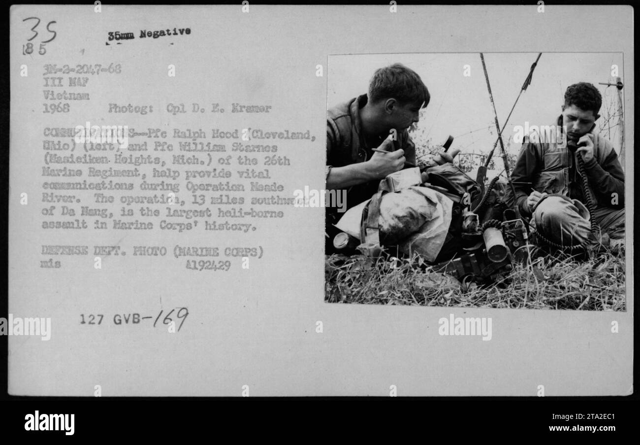 Soldiers Ralph Hood and William Starnes from the 26th Marine Regiment ...