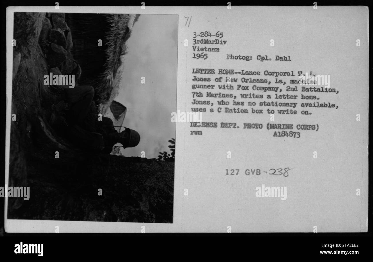 Lance Corporal T.L. Jones, machine gunner with Fox Company, 2nd ...