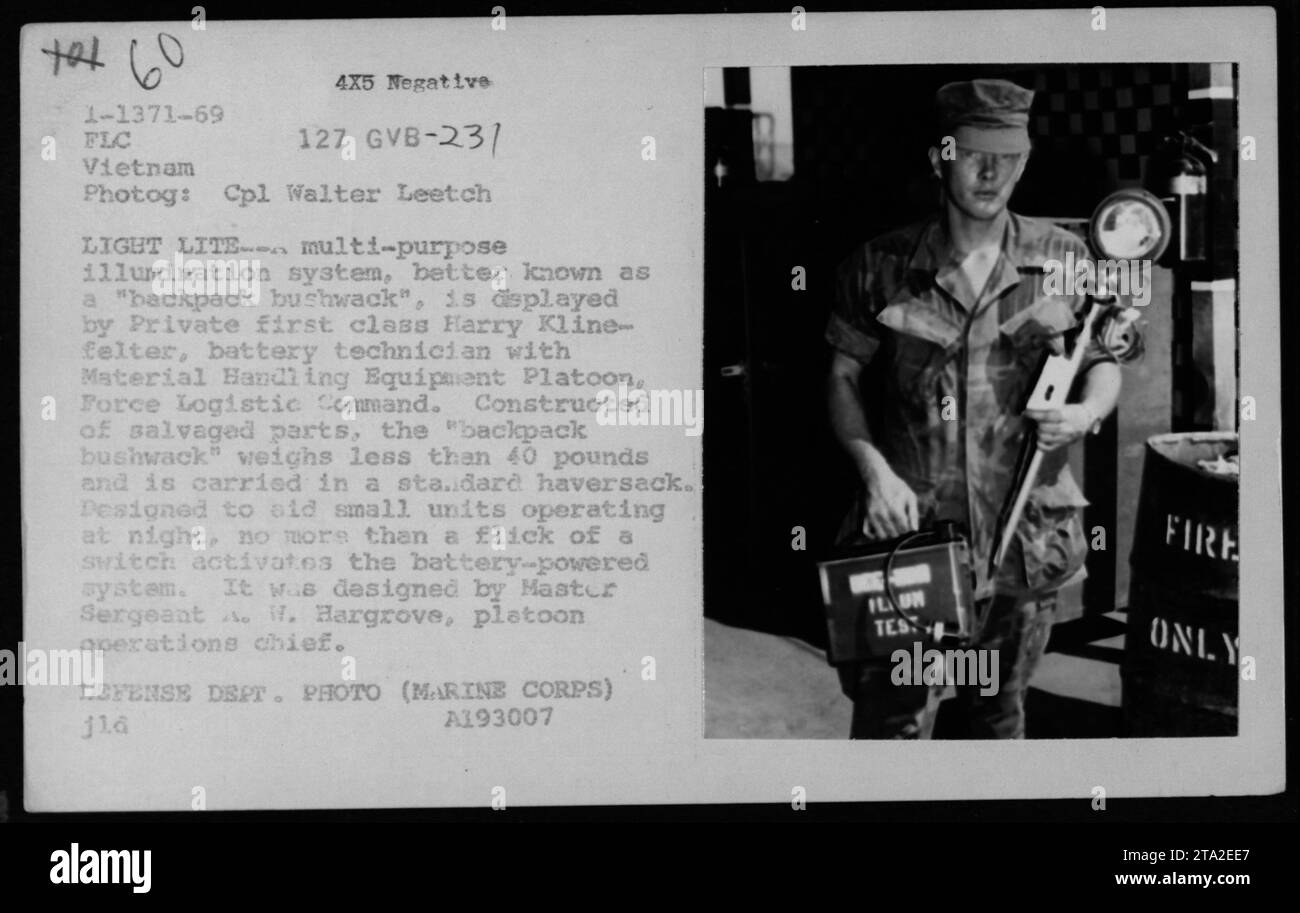 In 1969, PFC Harry Kline-Felter demonstrated the backpack bushwack, a ...