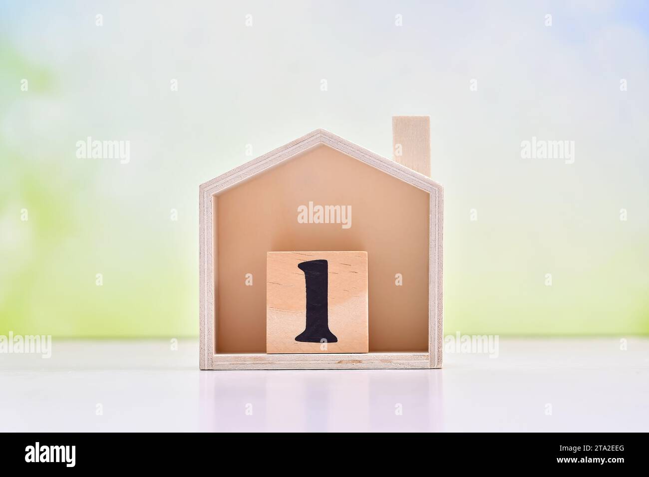 Number 1 in wooden house,. Concept of house for sale, moving to a new ...