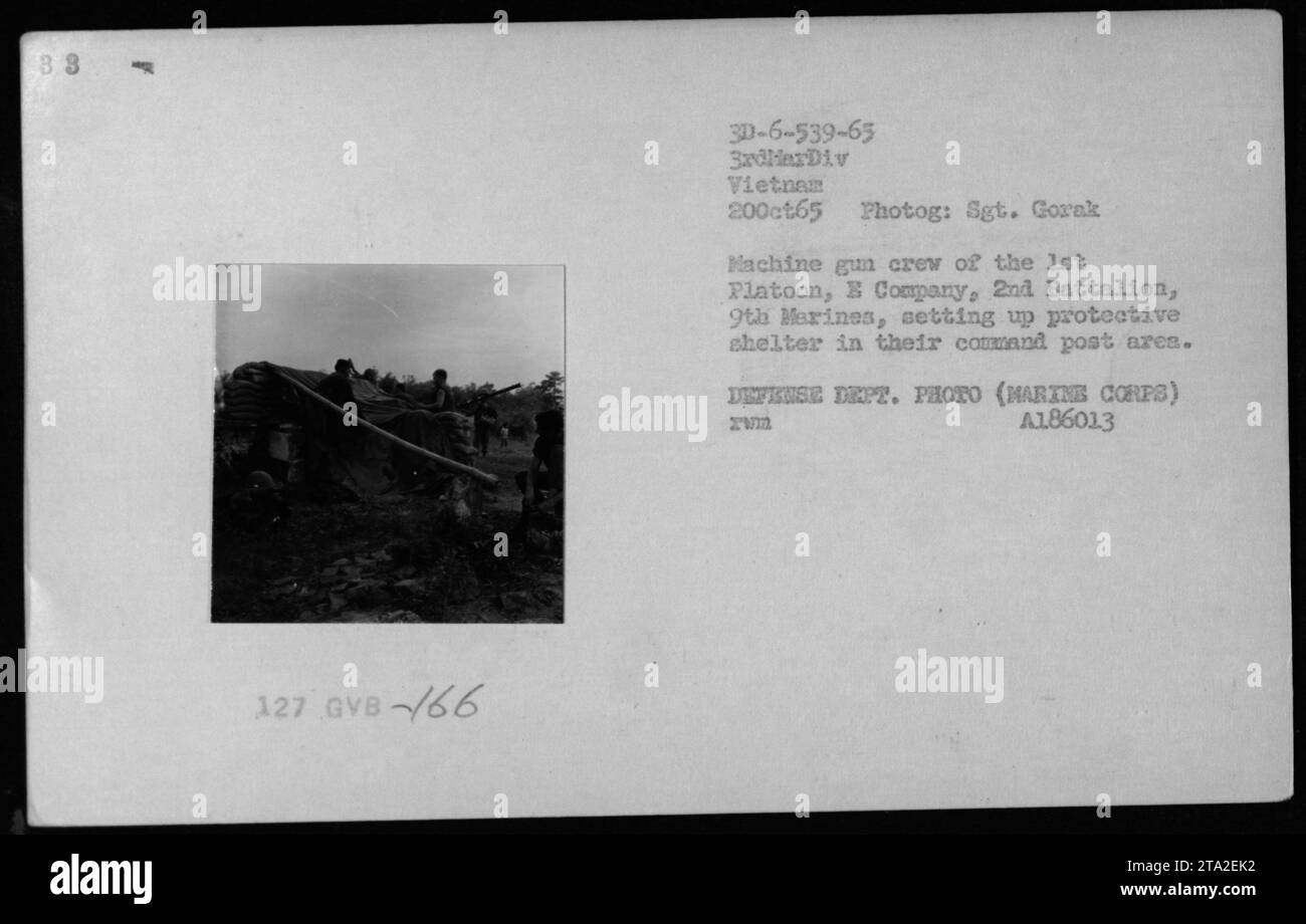 Marine Machine Gun Crew From The 1st Platoon B Company 2nd Battalion 9th Marines Erecting