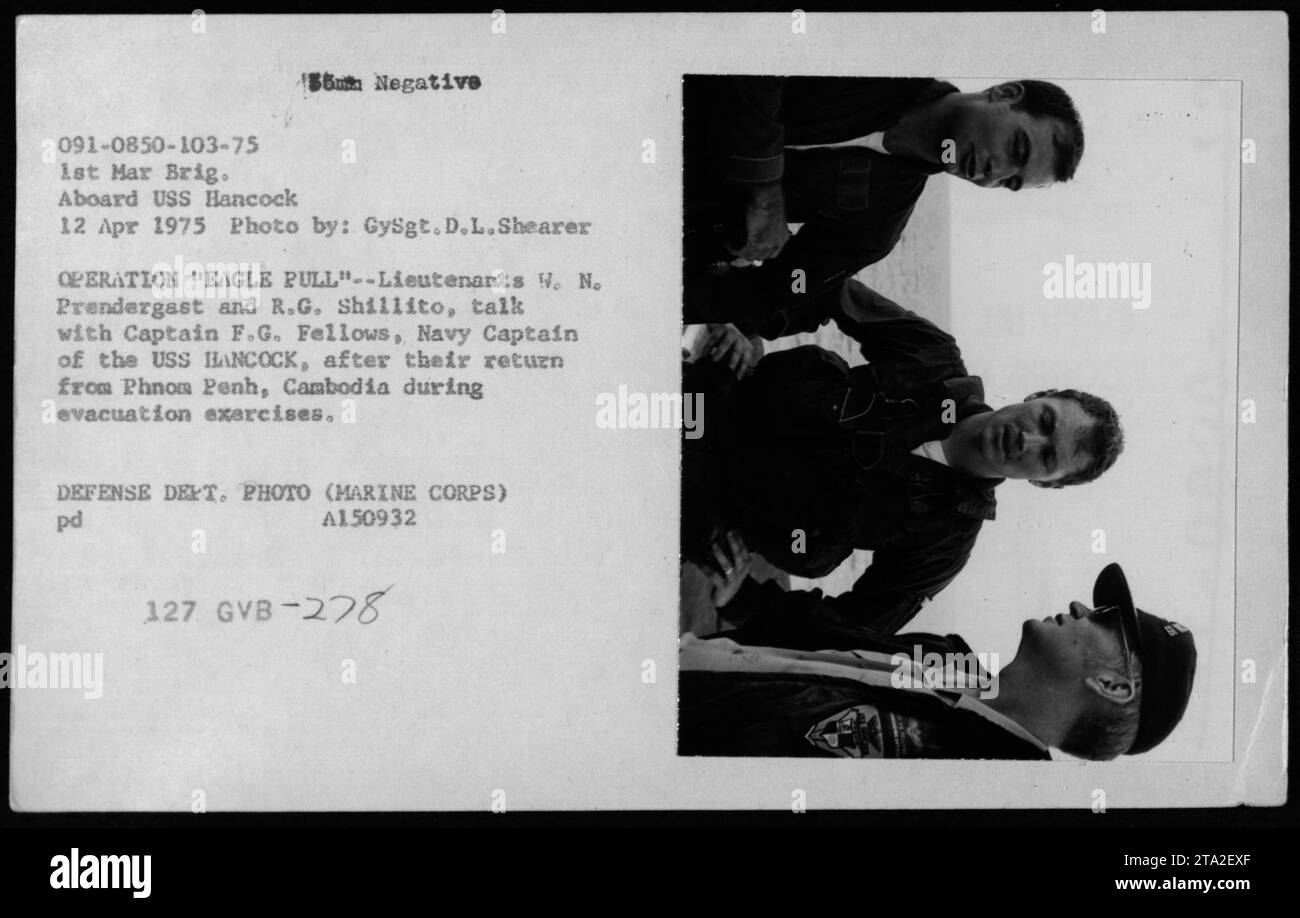 On April 12, 1975, Lieutenants W.N. Prendergast and R.G. Shillito spoke ...