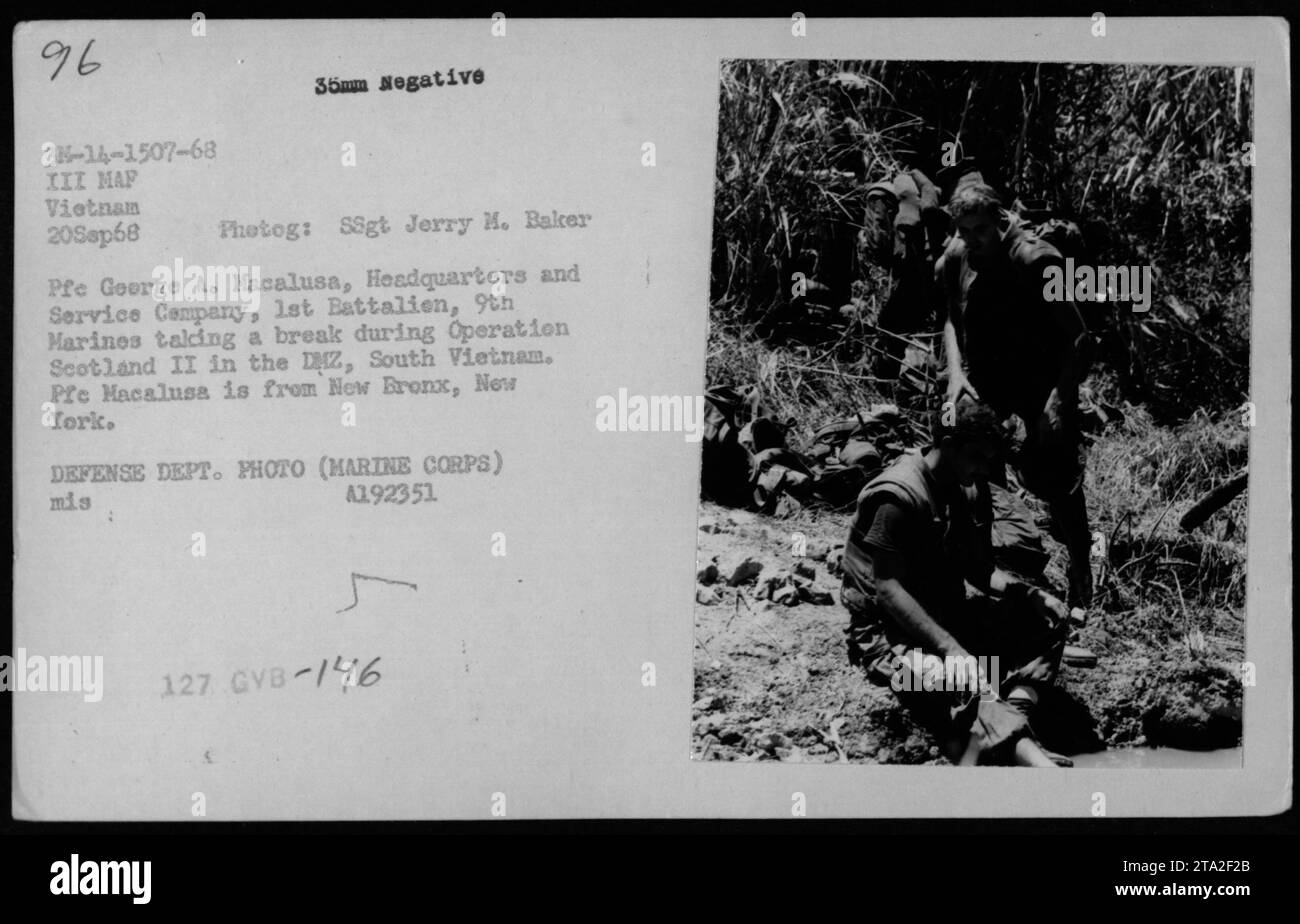 Marine Lance Corporal George A. Macalusa from Headquarters and Service ...