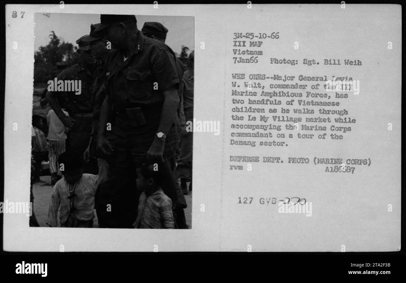 Caption: Major General Levis W. Walt, commander of the III Marine ...