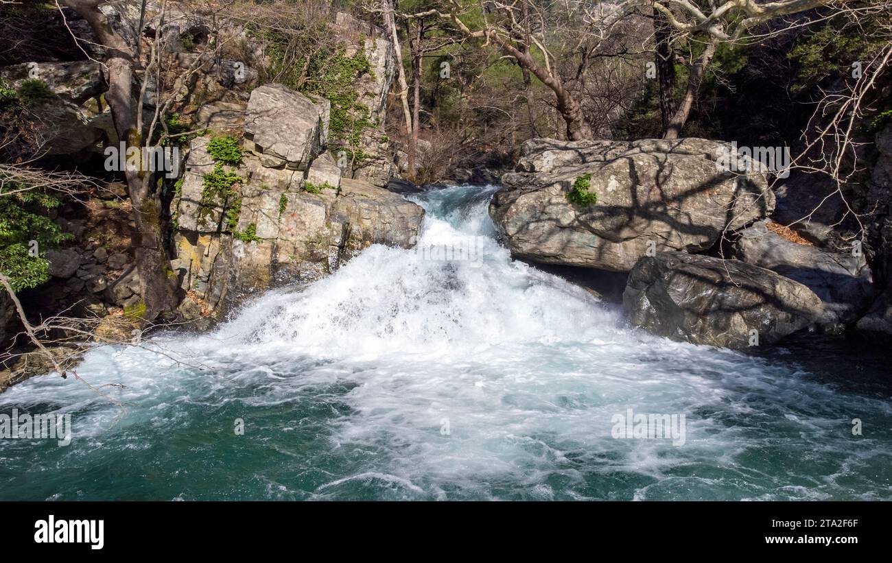 The Hasanboguldu river and waterfalls in Edremit district of Balikesir ...