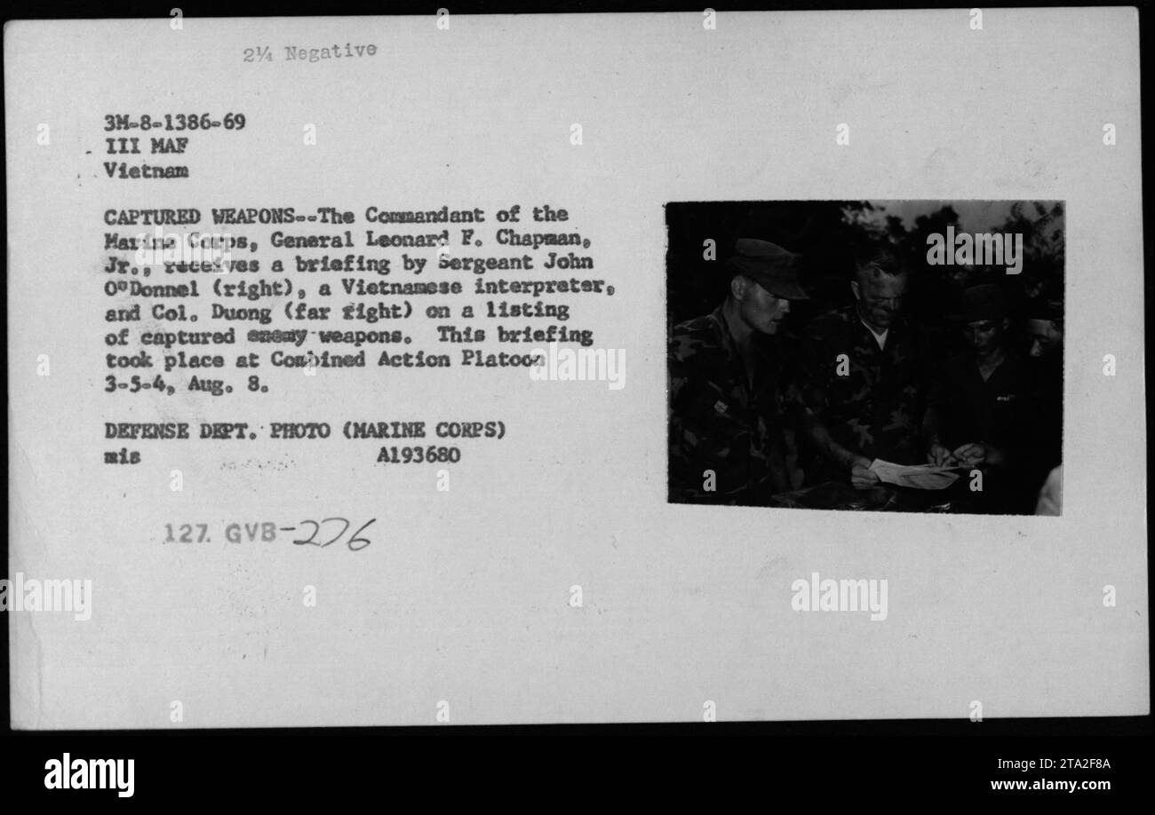 On August 8, 1969, General Leonard F. Chapman Jr., Commandant of the ...