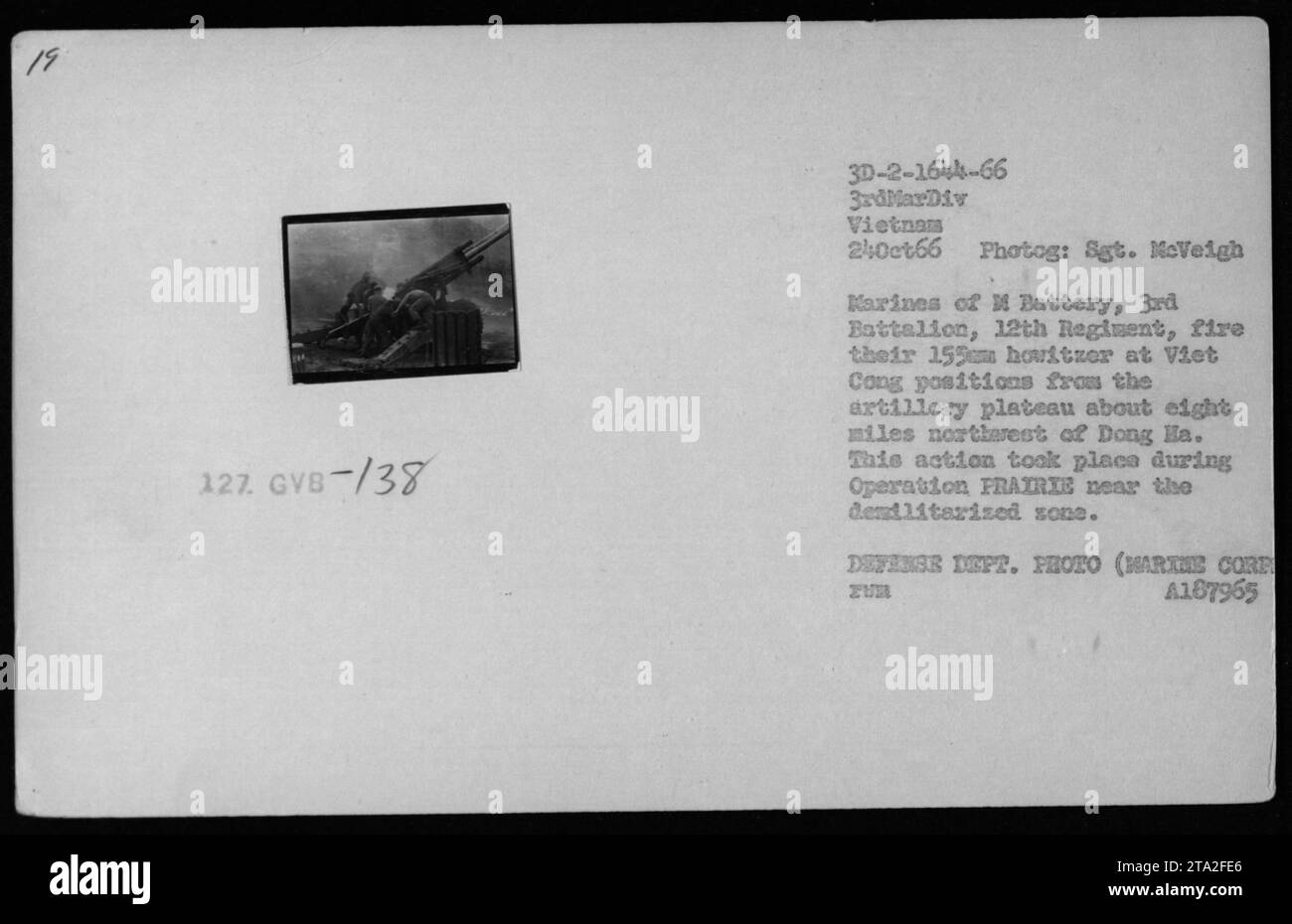 M Battery, 3rd Battalion, 12th Regiment, fires 155mm howitzers at Viet ...