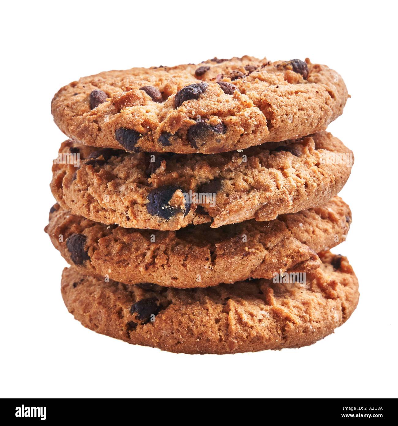 Delicious group of chocolate cookies over isolated white background ...