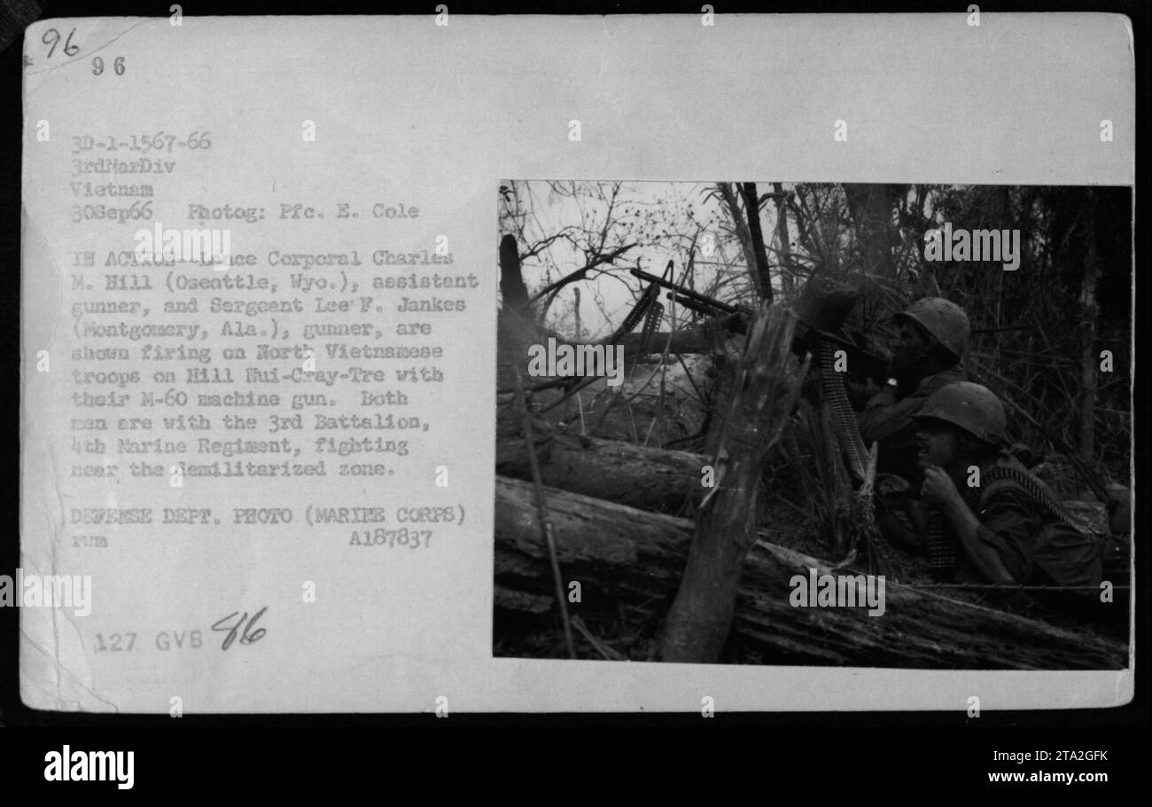 Lance Corporal Charles M. Bill and Sergeant Lee F. Jankes of the 3rd ...