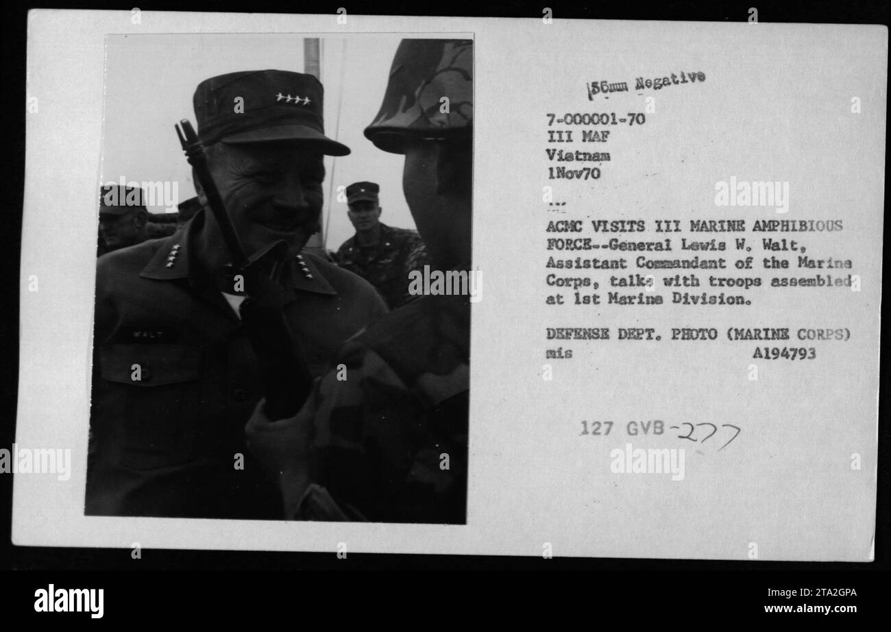 On November 1, 1970, Lt. Gen. Lewis W. Walt, Assistant Commandant of ...