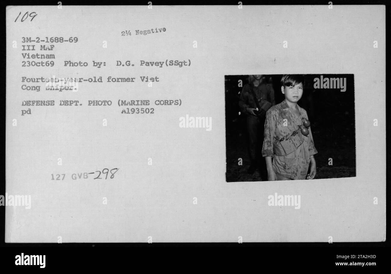 A photograph taken on October 23, 1969, depicts a reformed Viet Cong ...