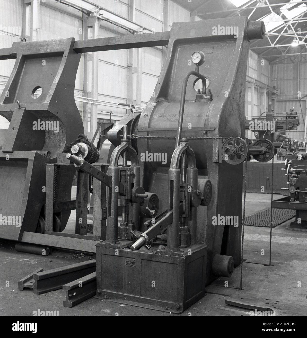 1950s, historical, inside a steelworks, Abbey Works at Port Talbot ...