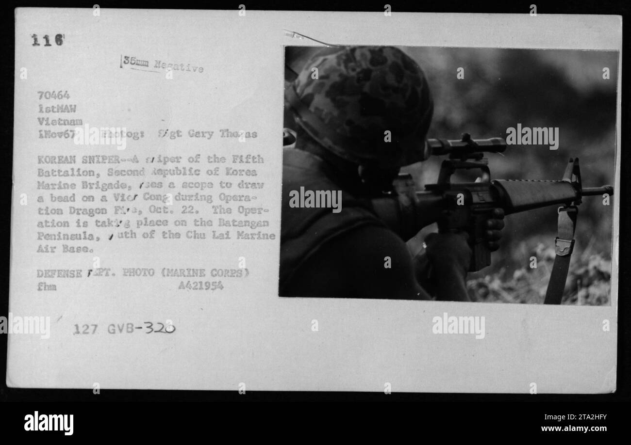 On October 22, 1967, a ROK Marine used a scope to target a Viet Cong ...