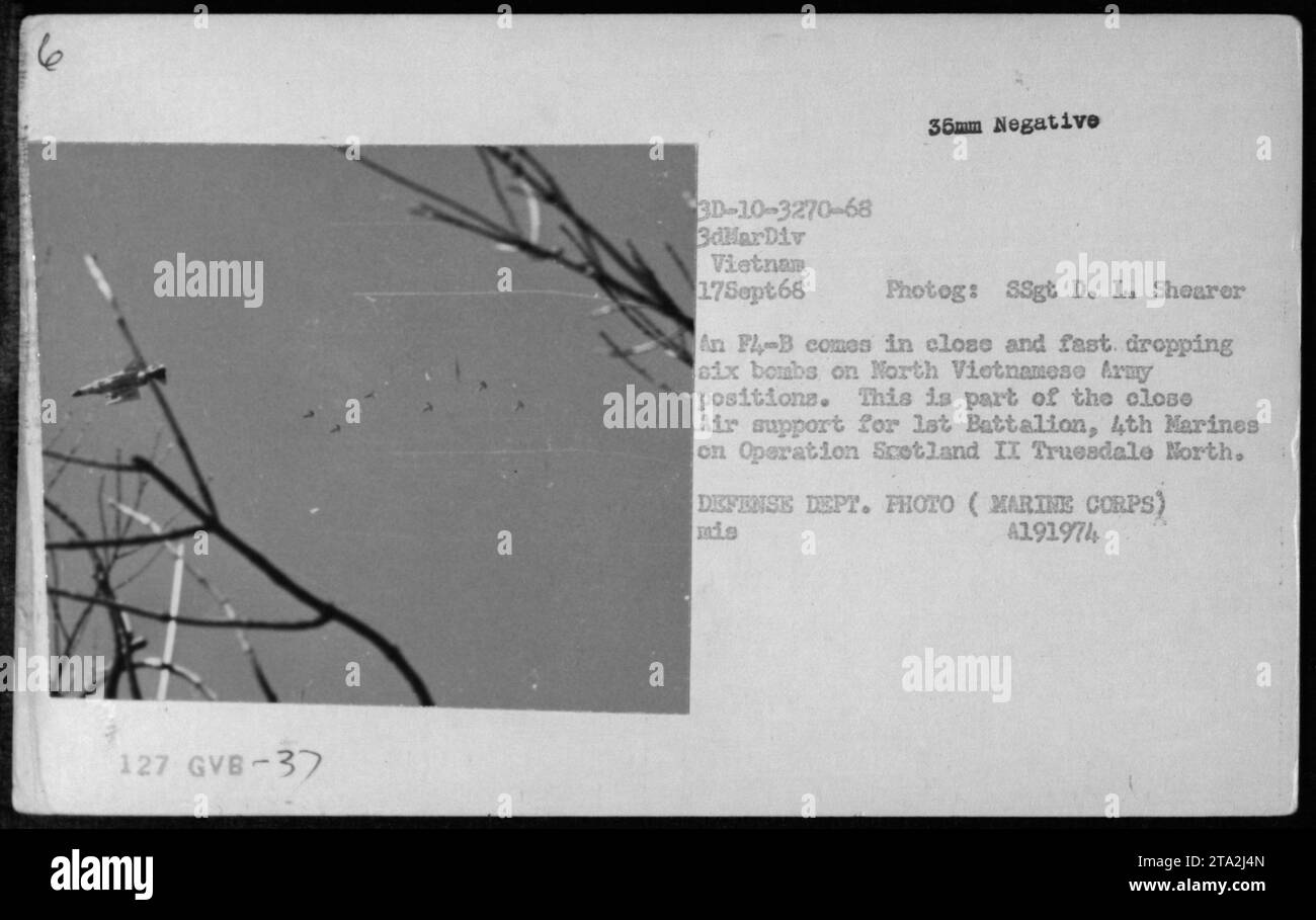 Factual Caption: An F4-B, part of Operation Scotland II Truesdale North ...