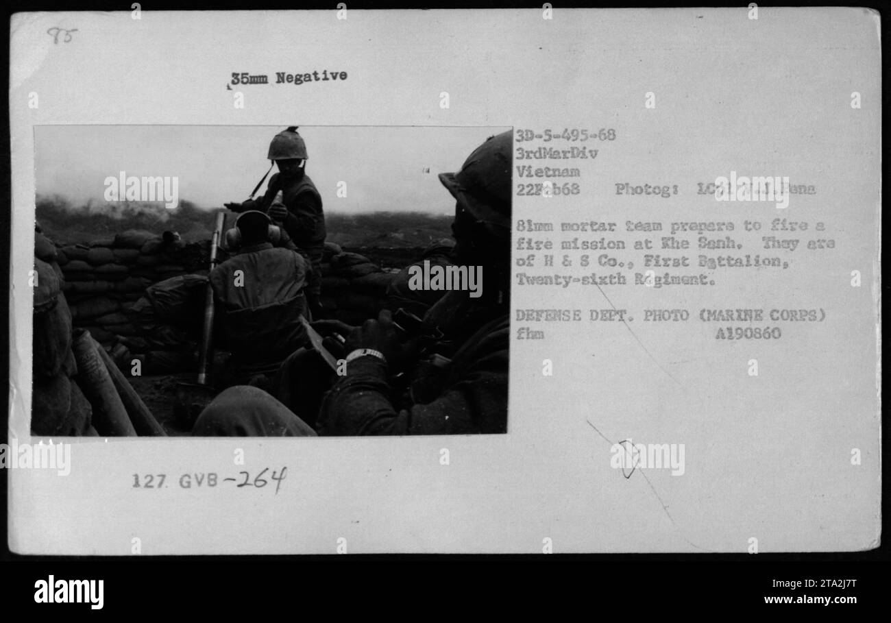 An 81mm mortar team from H & S Co., First Battalion, Twenty-sixth ...