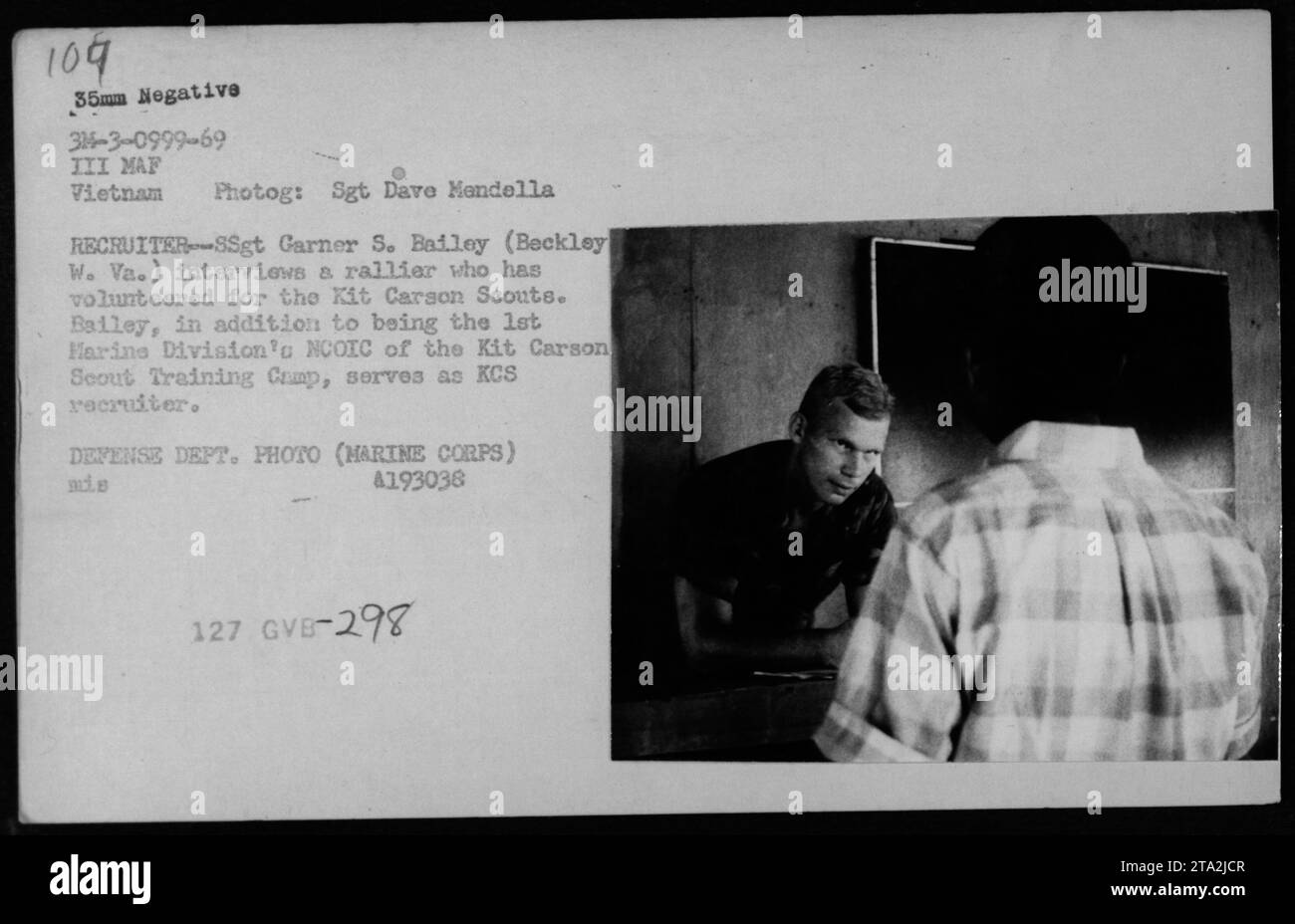 Sgt Garner S. Bailey, a Kit Carson Scout (KCS) recruiter, is shown ...